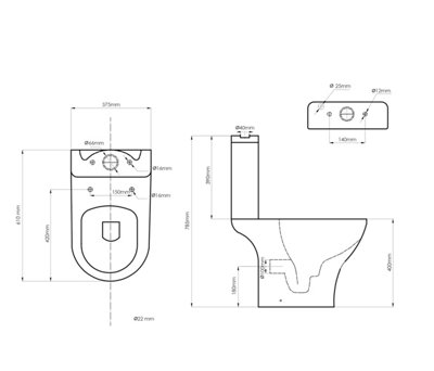 SunDaze Contemporary Bathroom WC Curved Close Coupled Toilet with Soft ...