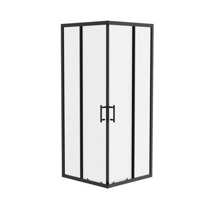 SunDaze Matt Black 800x800mm Square Shower Enclosure Corner Entry ...