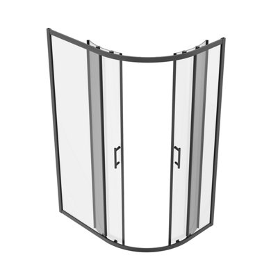 SunDaze Matte Black 1200mmx800mm Offset Quadrant Shower Enclosure With ...
