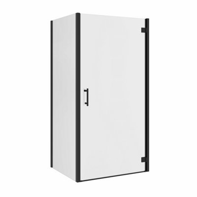 SunDaze Matte Black Shower Enclosure Cubicle 1000mm Hinged Door with ...