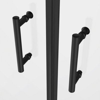 SunDaze Matte Black Shower Enclosure Cubicle 1400mm Double Sliding Door ...