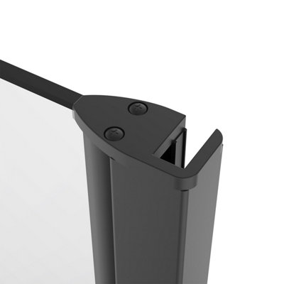 SunDaze Matte Black Walk In Shower Enclosure Wet Room Glass Screen 1000mm & 900mm with 300mm ...