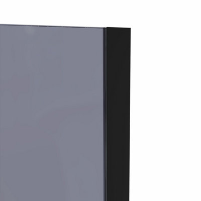 SunDaze Matte Black Walk In Shower Enclosure Wet Room Grey Glass Screen ...