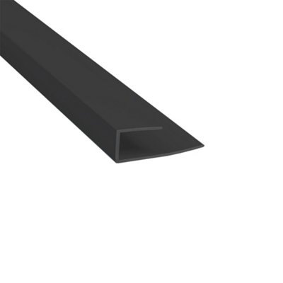 SunDaze PVC Black End Cap Trim for 8mm Shower Wall Panels 2.7m, Pack of 7