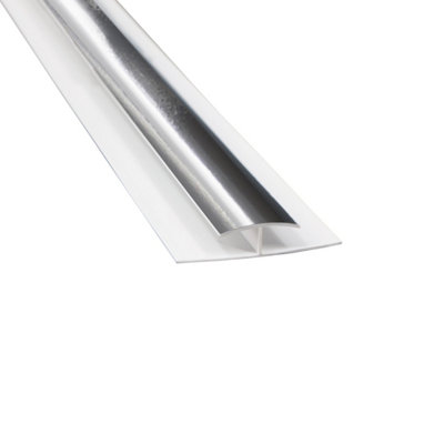 SunDaze PVC Silver Joining Bar Trim for 8mm Shower Wall Panels 2.7m ...