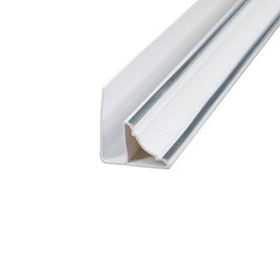 SunDaze PVC White & Silver Coving Trim for 5mm Shower Wall Panels 2.7m ...
