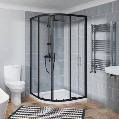 SunDaze Quadrant Shower Enclosure Corner Entry Sliding Door Easy Clean Glass - 1000mmx1000mm ...