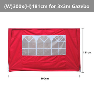 SunDaze Red Side Panel with Window for 3x3M Pop Up Gazebo Tent 1 Piece ...