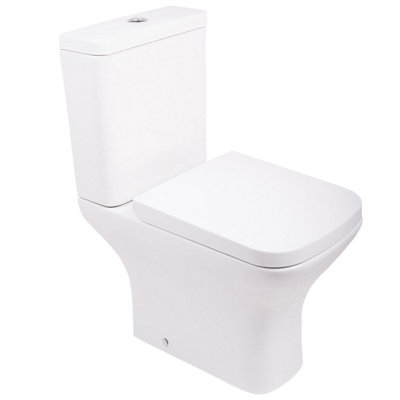 SunDaze White Curved Close Coupled Toilet with Soft Close Seat Modern ...