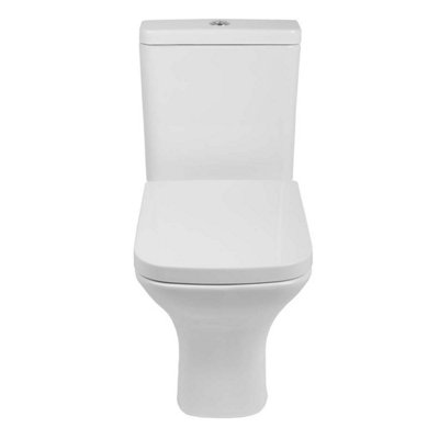 SunDaze White Curved Close Coupled Toilet with Soft Close Seat Modern ...