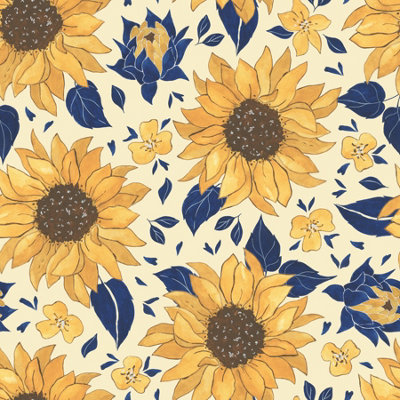 Sunflower Floral Flowers Self Adhesive Vinyl Wrap For Furniture ...