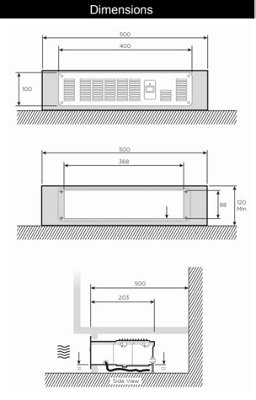 Sunhouse SB2TSE Kitchen Base / Plinth Unit Electric Fan Heater with ...