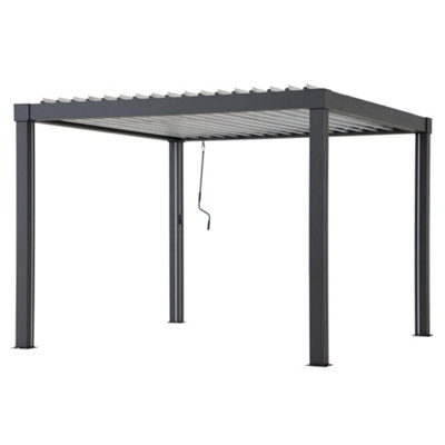 SUNJOY 3m x 3m Solar LED Louvered Pergola, Aluminum Pergola with ...
