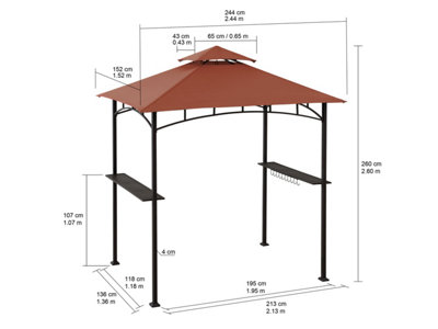 Sunjoy Grill Gazebo LINAS - 244cm x 152cm, Red