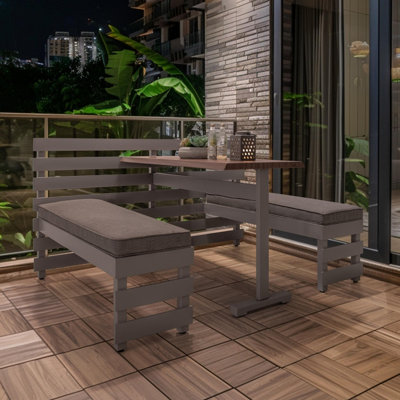SUNJOY Outdoor Picnic Table Dining Bench Set with Removable Cushions ...