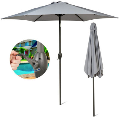 SUNMER 2.7M Grey Parasol Garden Umbrella Sun Shading, Water Repellent ...