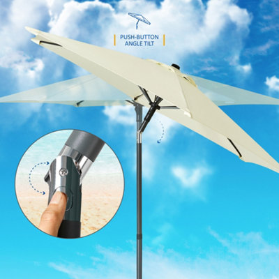 SUNMER 2M Garden Parasol, Sun Shading Umbrella, Easy Open/Close Push Up ...