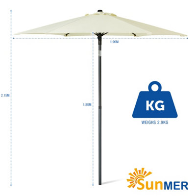 SUNMER 2M Garden Parasol, Sun Shading Umbrella, Easy Open/Close Push Up ...