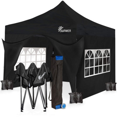 SUNMER 3x3M Heavy Duty Steel Framed Gazebo with Walls Waterproof Garden ...