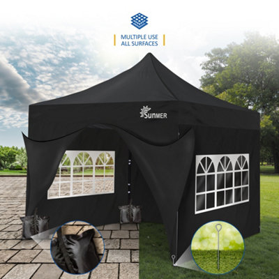 SUNMER 3x3M Heavy Duty Steel Framed Gazebo with Walls Waterproof Garden ...