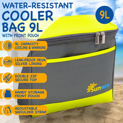 SUNMER 9L COOLER BAG WITH SHOULDER STRAP - GREY & LIME
