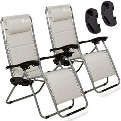 SUNMER Padded Reclining Sun Lounger Garden Chair Recliner - Grey - Set ...