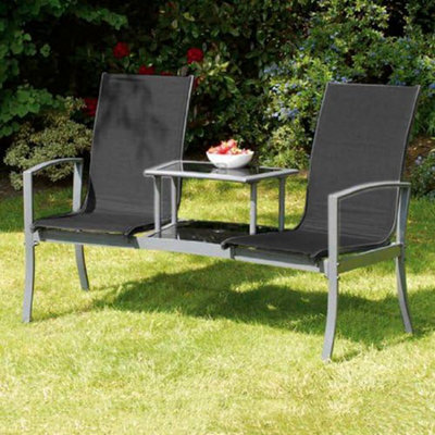 Suntime 2 Seater Black Havana Duo Seat with Coffee Table