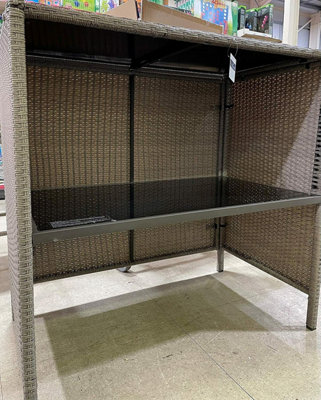 Suntime Grey Rattan Garden Tiki Bar Set with Tropical Canopy