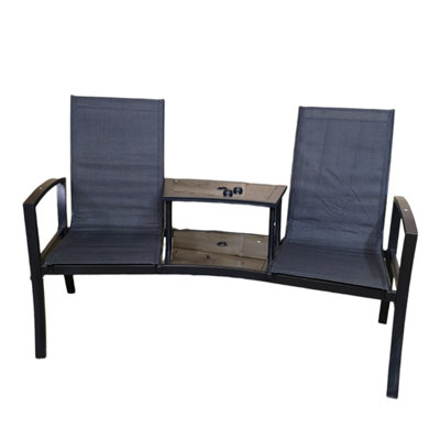 Suntime Havana Black Duo Love Seat Tete a Tete Garden Bench