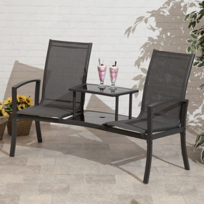 Suntime Havana Charcoal Grey Duo Love Seat / Tete a Tete Garden Bench
