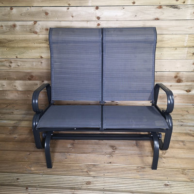 Suntime Havana Charcoal Grey Two Person Garden Glider Seat / Bench
