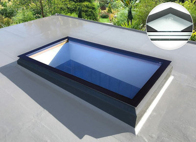 Sunview F21 Frameless Flat Roof Skylight Triple Glazed Clear Self-Clean ...