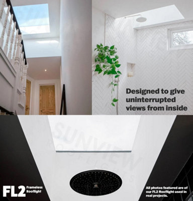 Sunview F21 Frameless Flat Roof Skylight Triple Glazed Clear Self-Clean ...