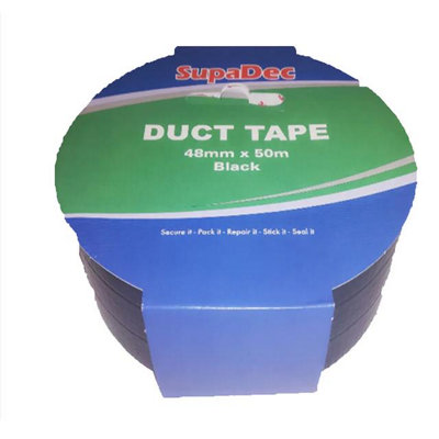 SupaDec Heavy Duty Duct Tape Black, 48mm x 50m - Waterproof Vinyl Cloth ...