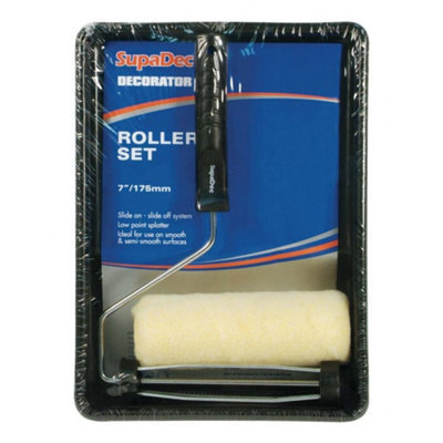 SupaDec Low Splatter Paint Roller Set Black Yellow 7in