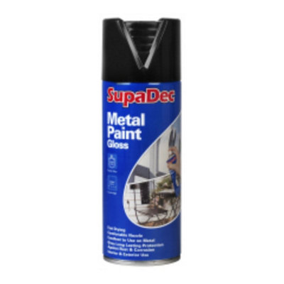 SupaDec Metal Spray-Paint, Gloss Black 400ml - Fast Drying - Rust ...