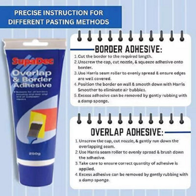 SupaDec Overlap & Border Wallpaper Adhesive Paste 250g - High-Tack ...
