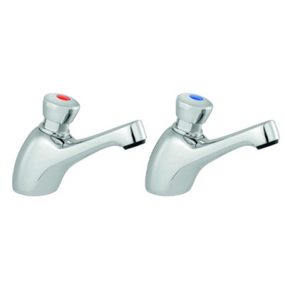 SupaPlumb TSC110 Bathroom Taps (Pack of 2) Silver/Red/Blue (One Size ...