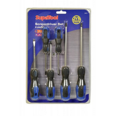 SupaTool 6 Piece Screwdriver Set Black/Blue (One Size)