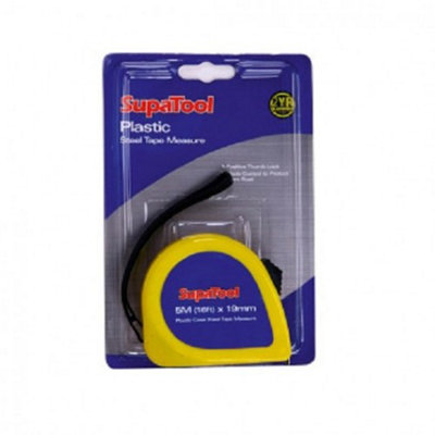 SupaTool Plastic Tape Measure Blue/Yellow/Black (1.9cm)