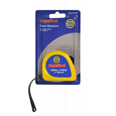 SupaTool Plastic Tape Measure Yellow (One Size) | DIY at B&Q