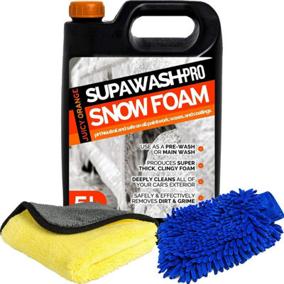 SUPAWASH-PRO Orange Snow Foam Car Shampoo 5L with 1 x Microfibre Cloth ...