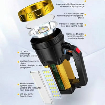 Super Bright LED Searchlight Rechargeable Hand Torch