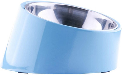 SUPER DESIGN Slanted Dog Bowl Water / Food Mess Free Tilted Angle Blue ...