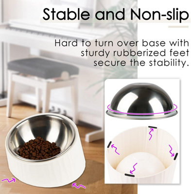 SUPER DESIGN Slanted Dog Water Food Bowl Mess Free Tilted Angle Cream L ...