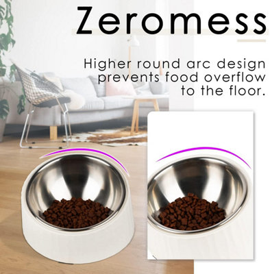 SUPER DESIGN Slanted Dog Water Food Bowl Mess Free Tilted Angle Cream L ...