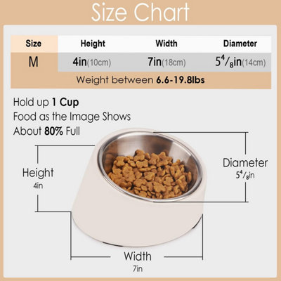 SUPER DESIGN Slanted Dog Water Food Bowl Mess Free Tilted Angle Cream L ...