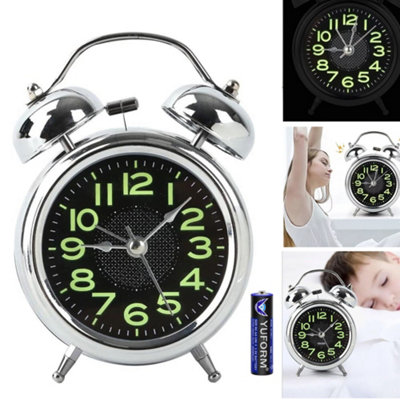 Super Loud Double Bell Alarm Clock With Night Light for Heavy Sleepers ...