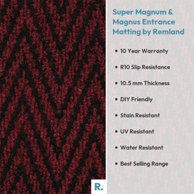 Super Magnum & Magnus Entrance Matting by Remland (Chevron Red & Black ...