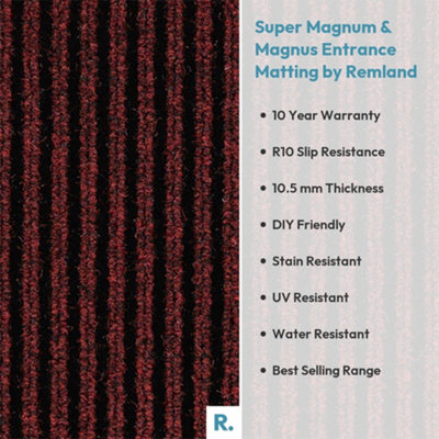 Super Magnum & Magnus Entrance Matting by Remland (Ribbed Red & Black ...